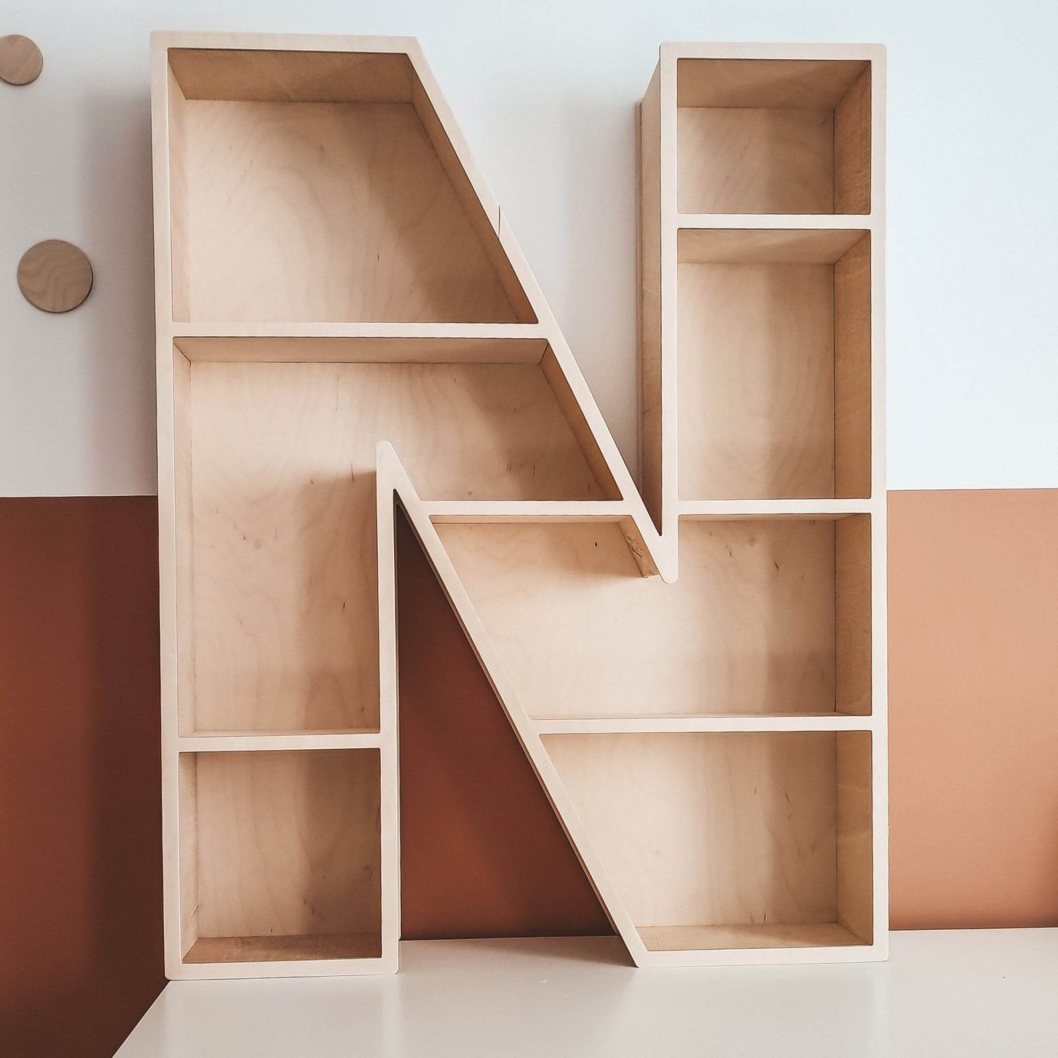 Bookcase in the shape of a letter – Mine Wood – Wooden furniture for ...