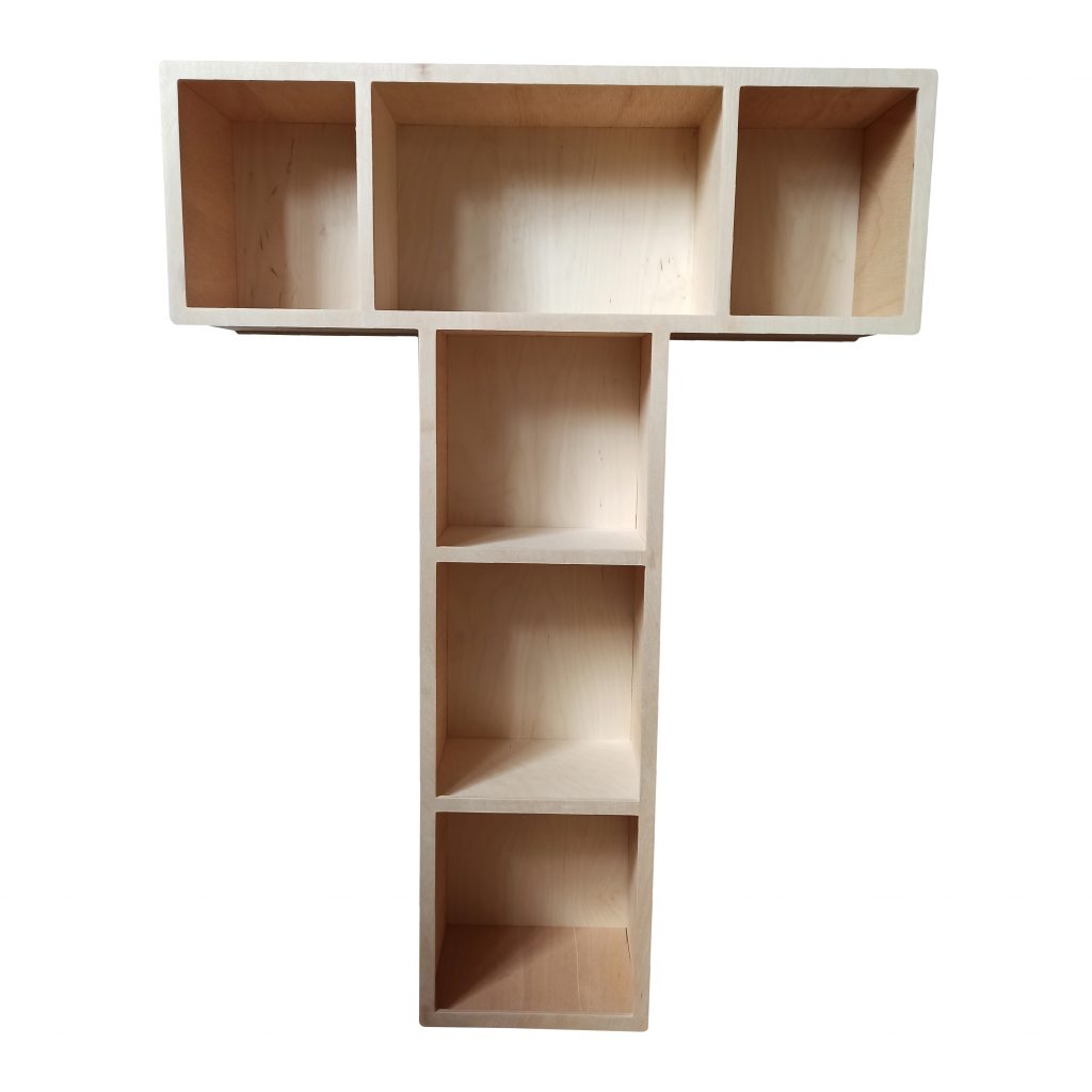 Bookcase in the shape of a letter – Mine Wood – Wooden furniture for ...